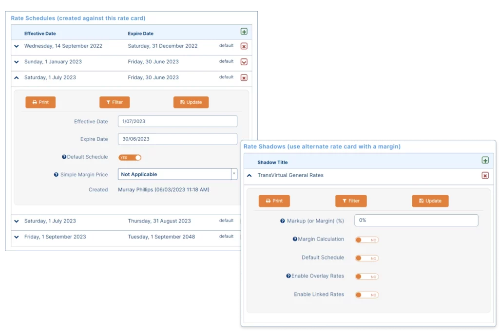 Logistics Rate Card Software - Transport Pricing System - TransVirtual