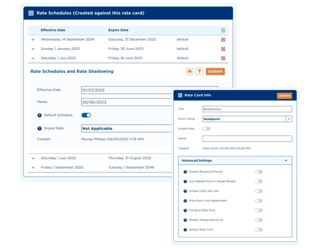 Logistics Rate Cards - Freight Rate Management - TransVirtual